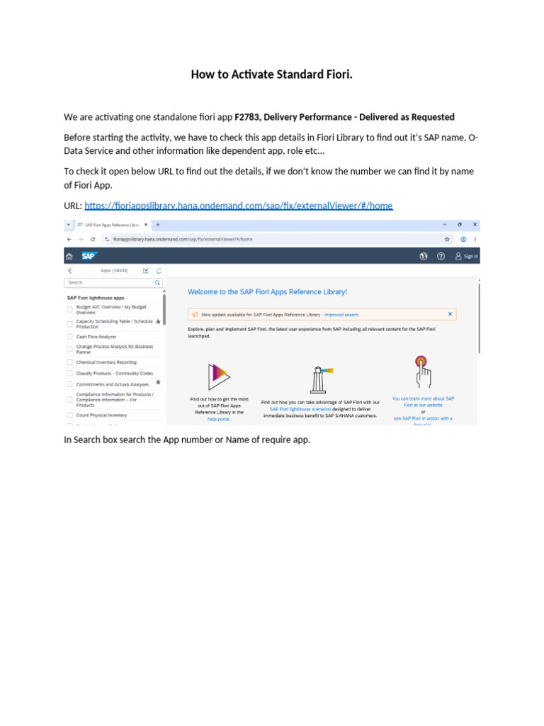 Activate Fiori App F2783 Guide | PDF | World Wide Web | Internet & Web