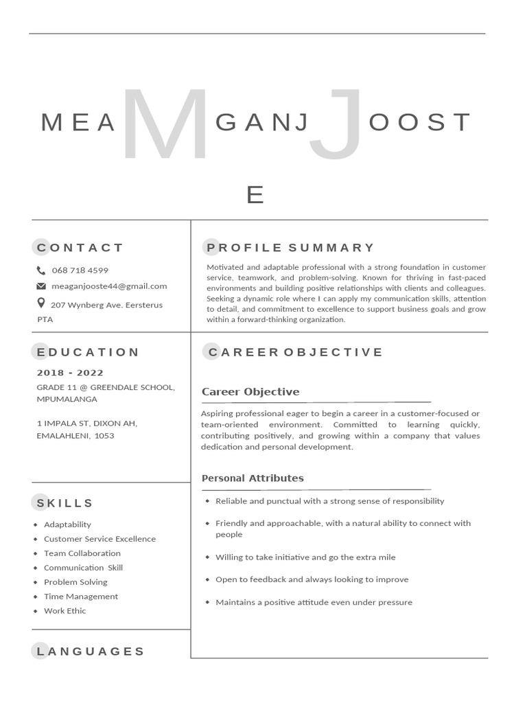 Meagan Jooste Resume | PDF