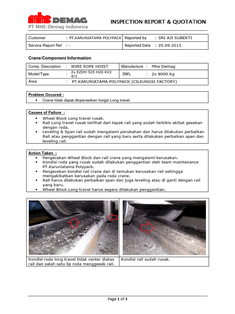 Inspection Report & Quotation | PDF