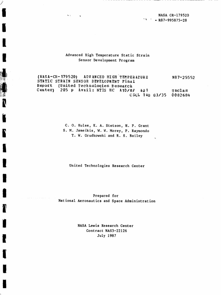 【Advanced High Temperature Static Strain Sensor Development Program ...