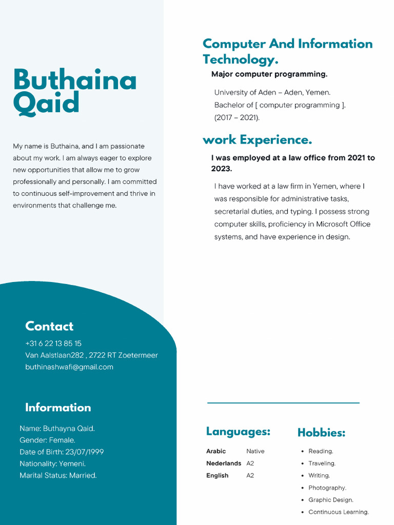 Buthaina CV PDF | PDF