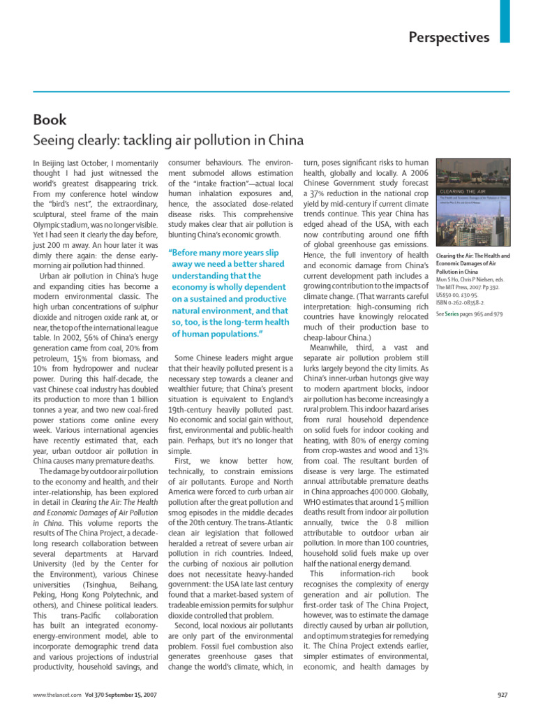 Seeing Clearly Tackling Air Pollution in China La | PDF | Air Pollution ...