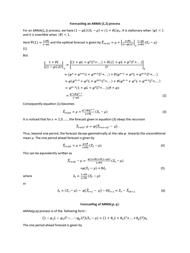 ARMA(1,1) Forecasting Explained | PDF