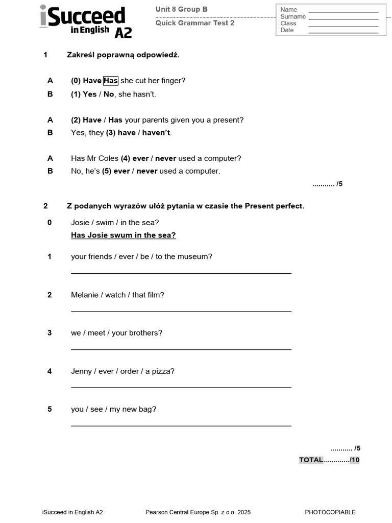 English A2 Present Perfect Exercises | PDF