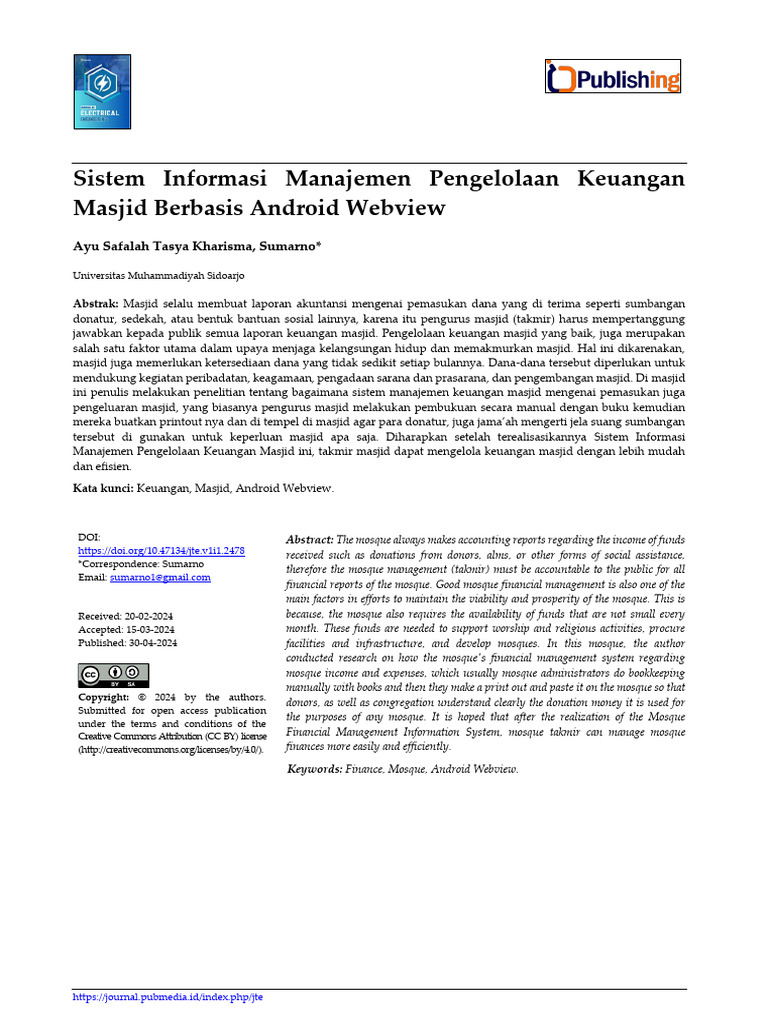 Sistem Informasi Manajemen Pengelolaan Keuangan Masjid Berbasis Android Webview | PDF