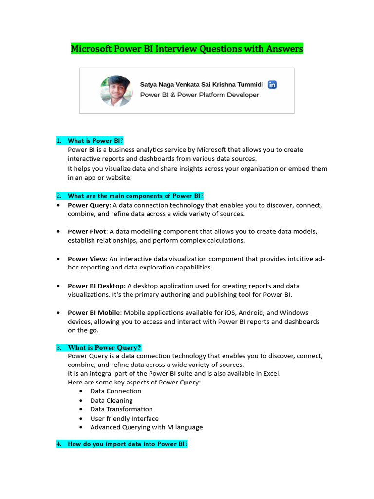 Power BI Interview Questions | PDF | Table (Database) | Data Management