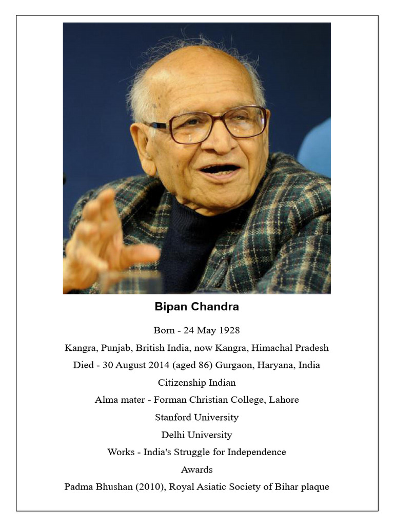 Bipan Chandra: Indian Historian Profile | PDF