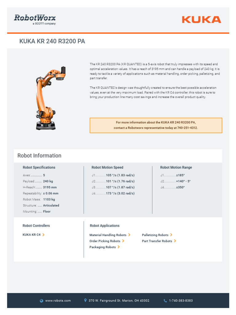 KUKA KR 240 R3200 PA Specifications | PDF