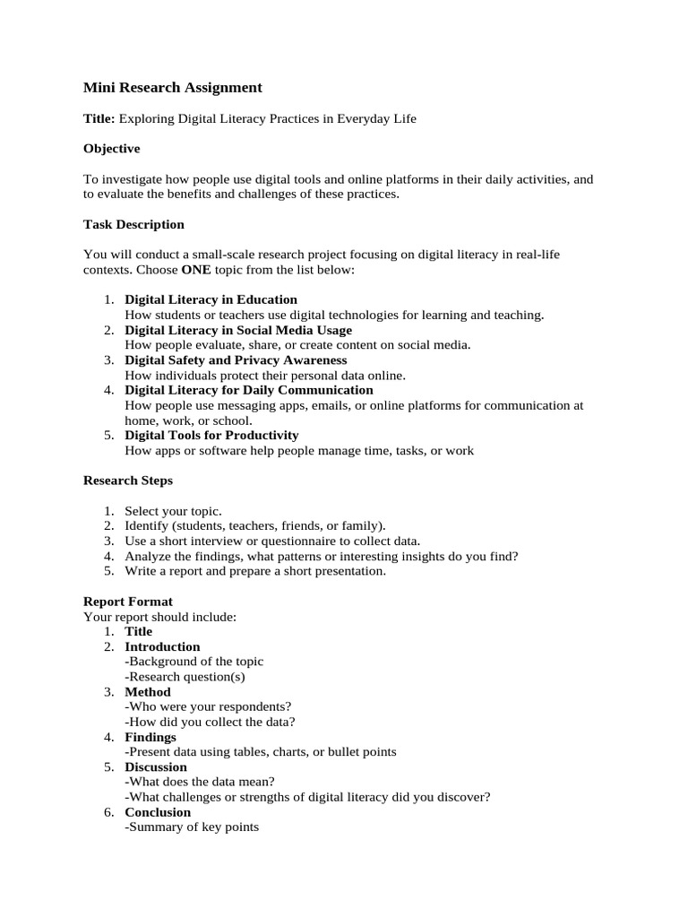 Mini Research Assignment | PDF