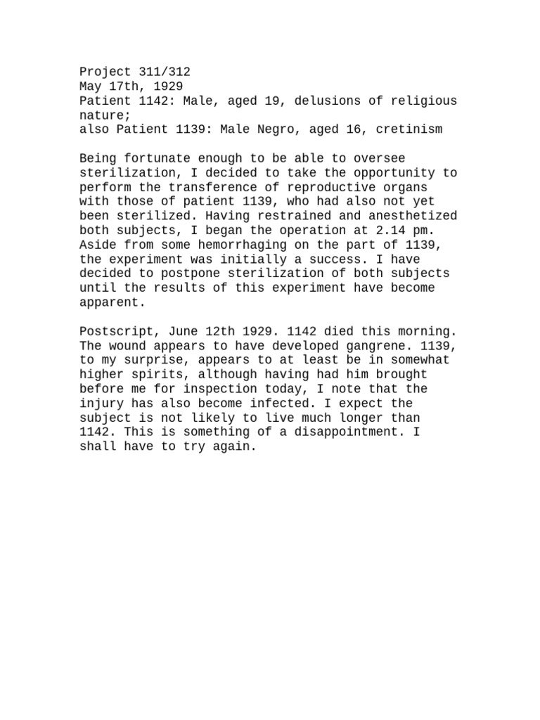 Surgical Experiments on Mental Patients | PDF | Surgery | Diseases And ...
