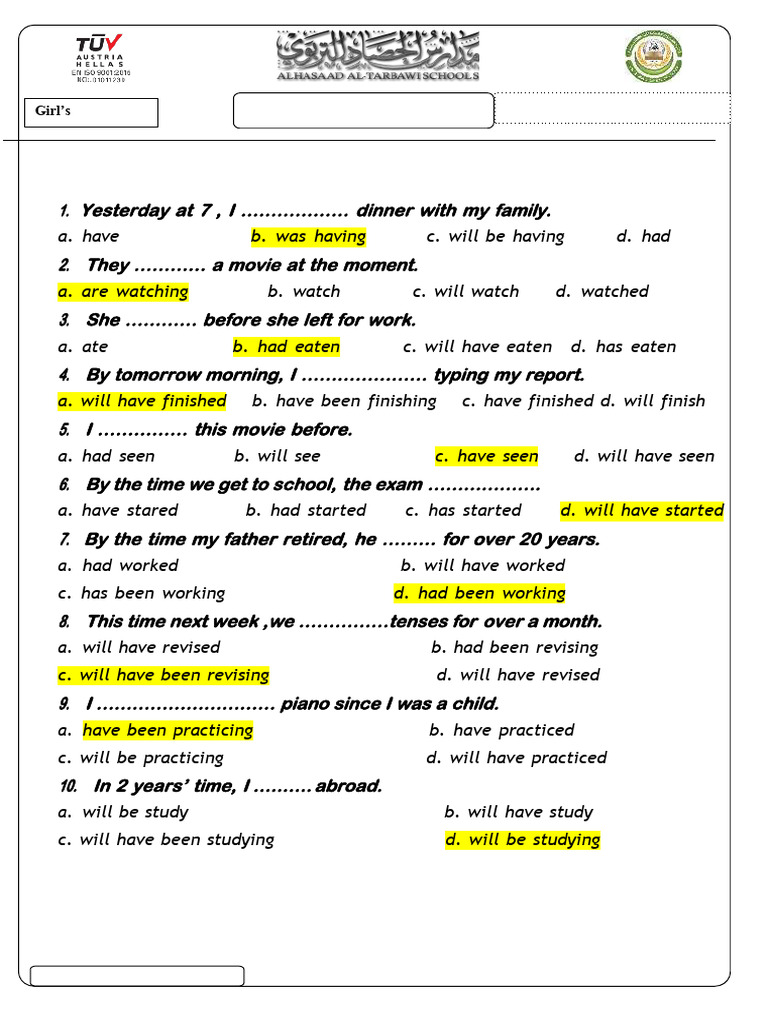 Grammar Quiz: Tenses Practice Test | PDF