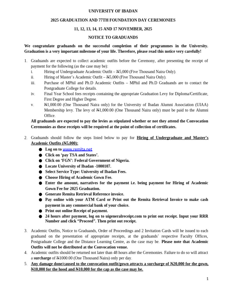 UI 2025 Convocation Schedule and Details | PDF