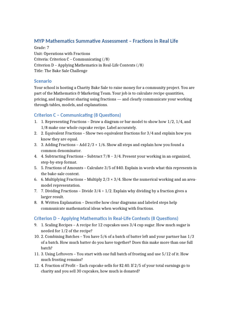 Fractions Summative Assessment | PDF | Accuracy And Precision