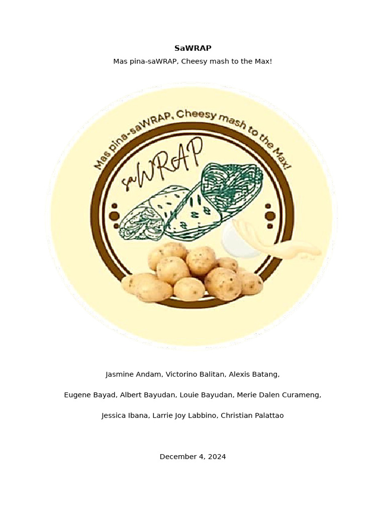 SaWRAP Business Plan in Entrep | PDF | Foods | Cuisine