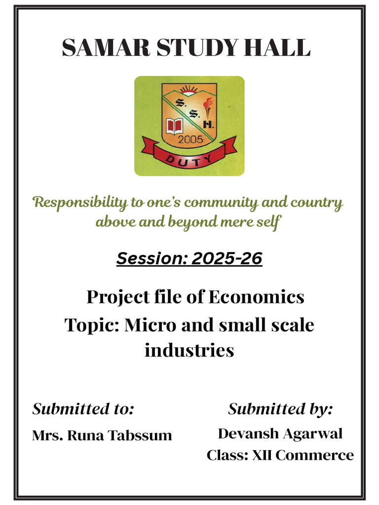 Micro & Small Scale Industries Project | PDF