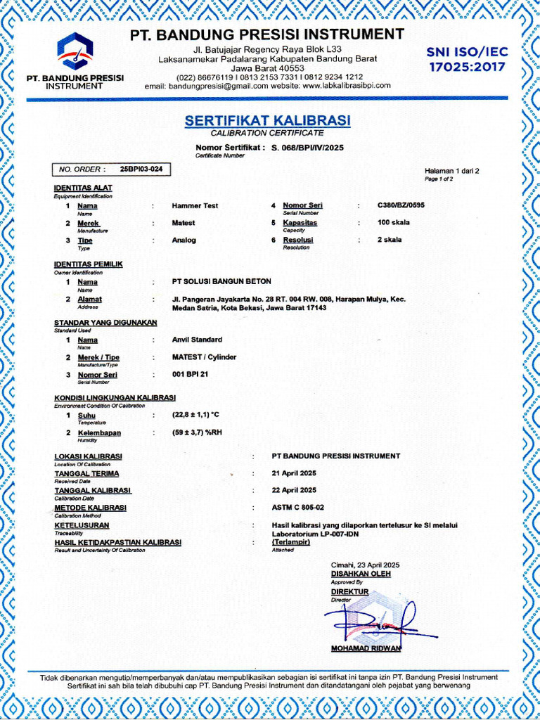 S. 068 BPI IV 2025 - Hammer Test | PDF