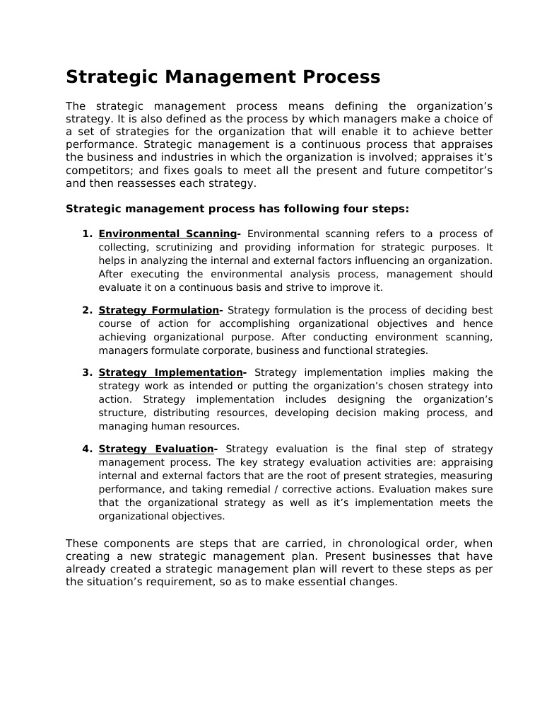 Strategic Management Process | PDF