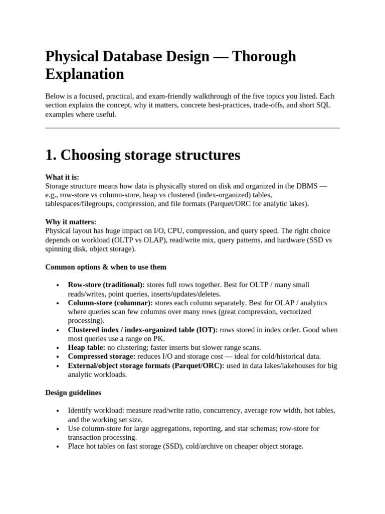 Physical Database Design | PDF | Database Index | Databases