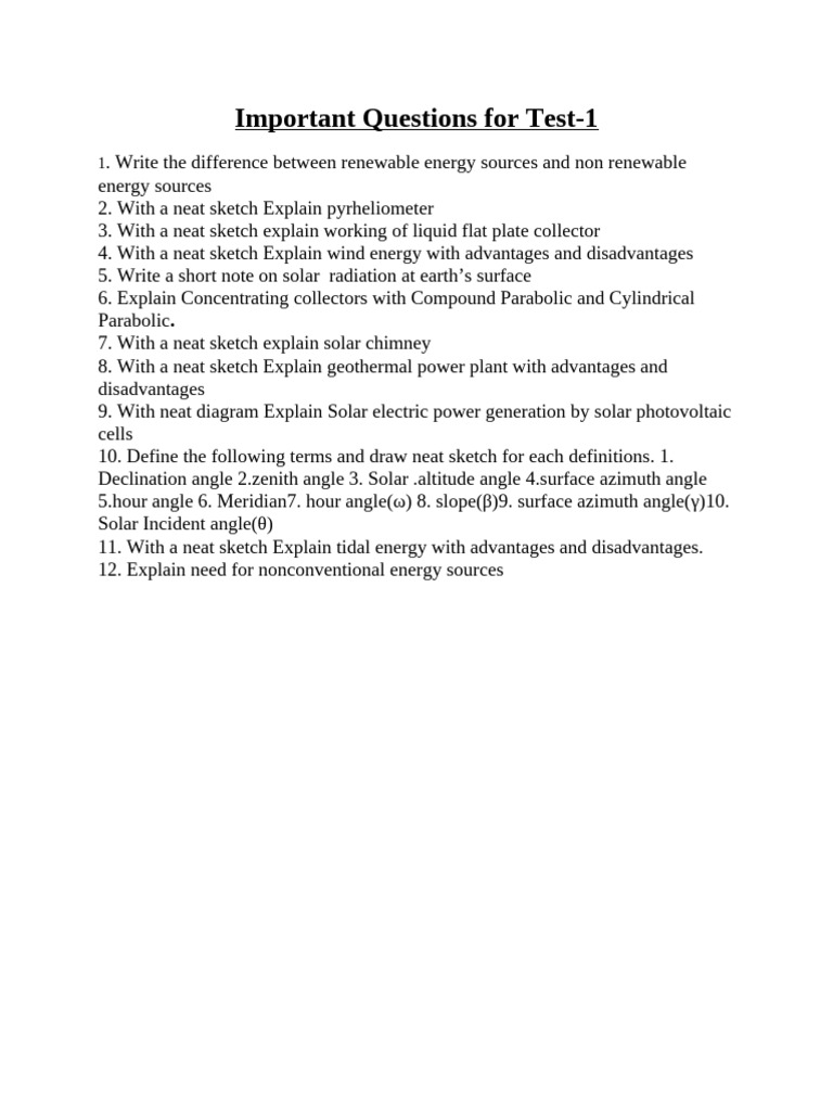 Key Questions on Renewable Energy Sources | PDF