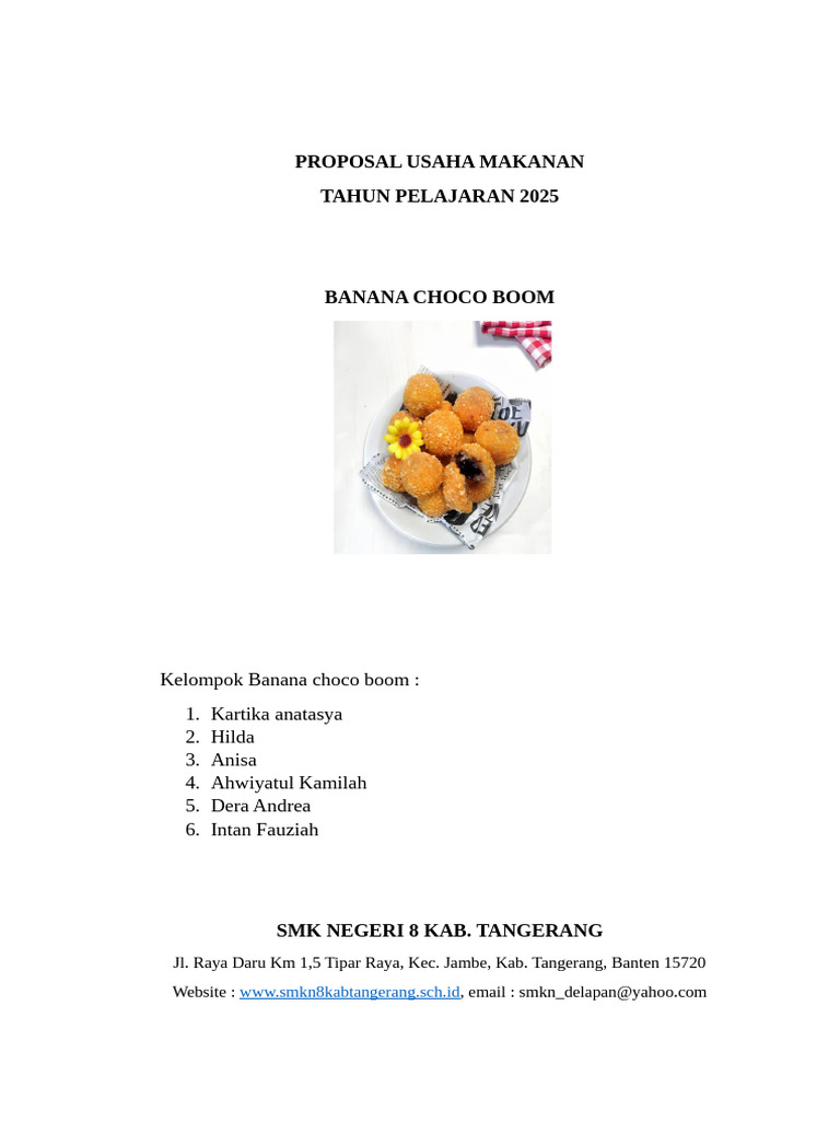 Proposal Usaha Makanan Banana Choco Boom | PDF