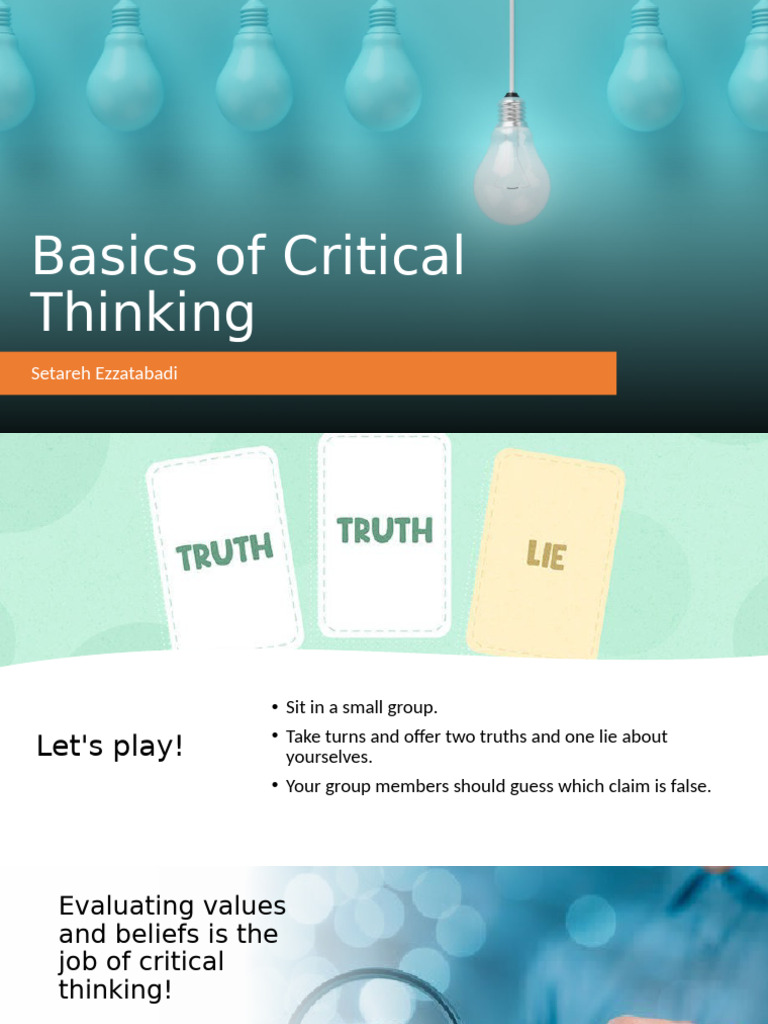 CH 1 - Basics of Critical Thinking | PDF | Argument | Logic