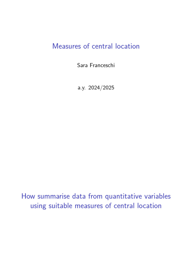 2 Measures of Central Locations | PDF | Summation | Arithmetic