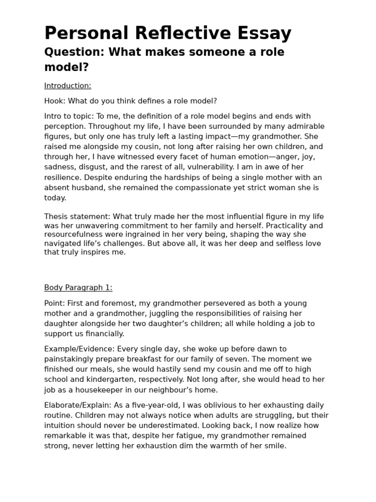 Personal Reflective Essay Template | PDF | Love | Psychology