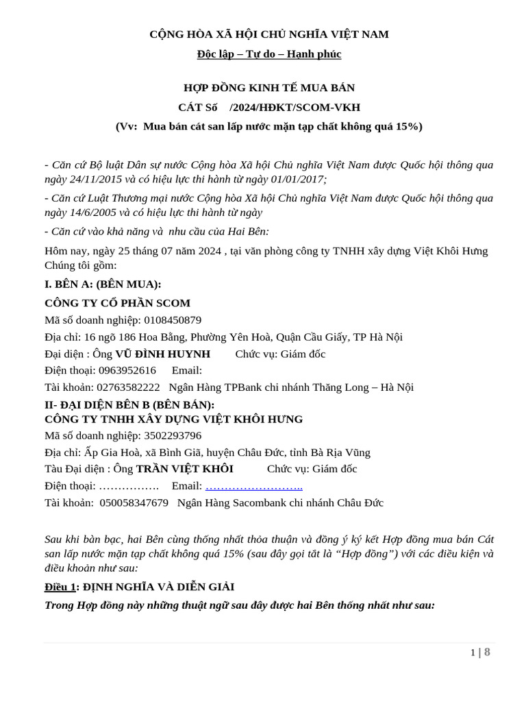 Hợp Đồng Mua Cát Mặn San Lấp 205k (1) - signed | PDF