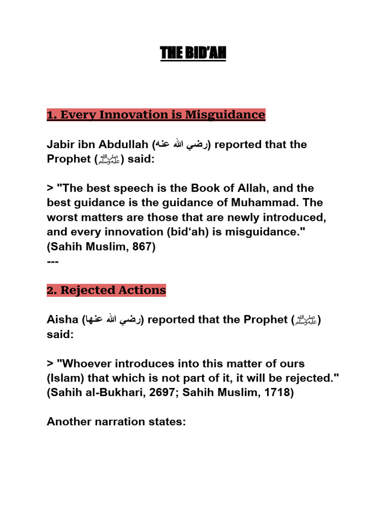 The Bid'ah | PDF | Muhammad | Islamic Branches
