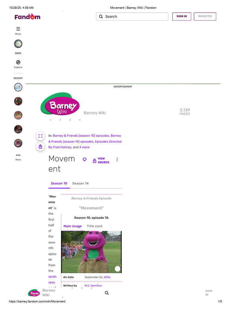 Barney Movement Episode Overview | PDF