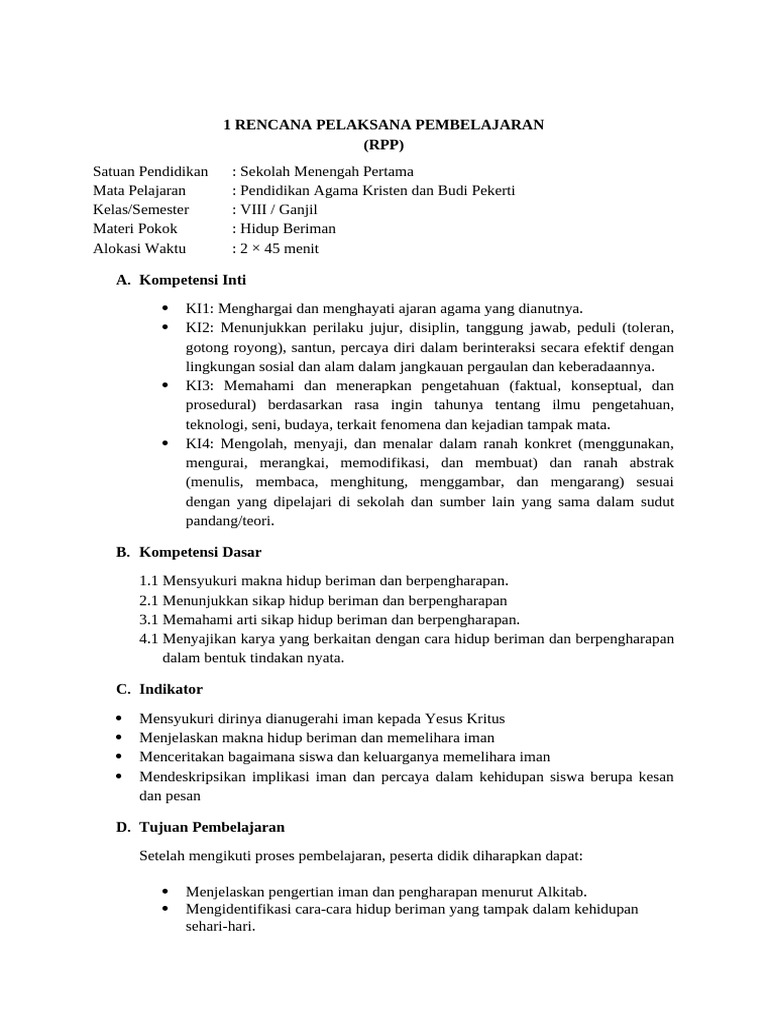 RPP Kelas Viii | PDF