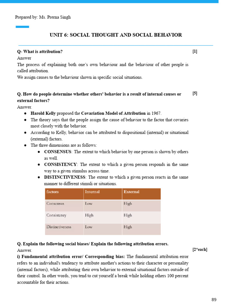 Social Attribution and Behavior Insights | PDF | Psychological Concepts ...