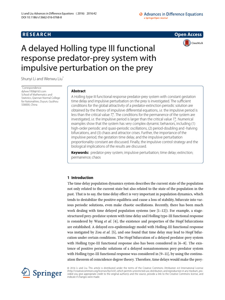 Delayed Predator-Prey Dynamics Analysis | PDF | Chaos Theory | Applied ...