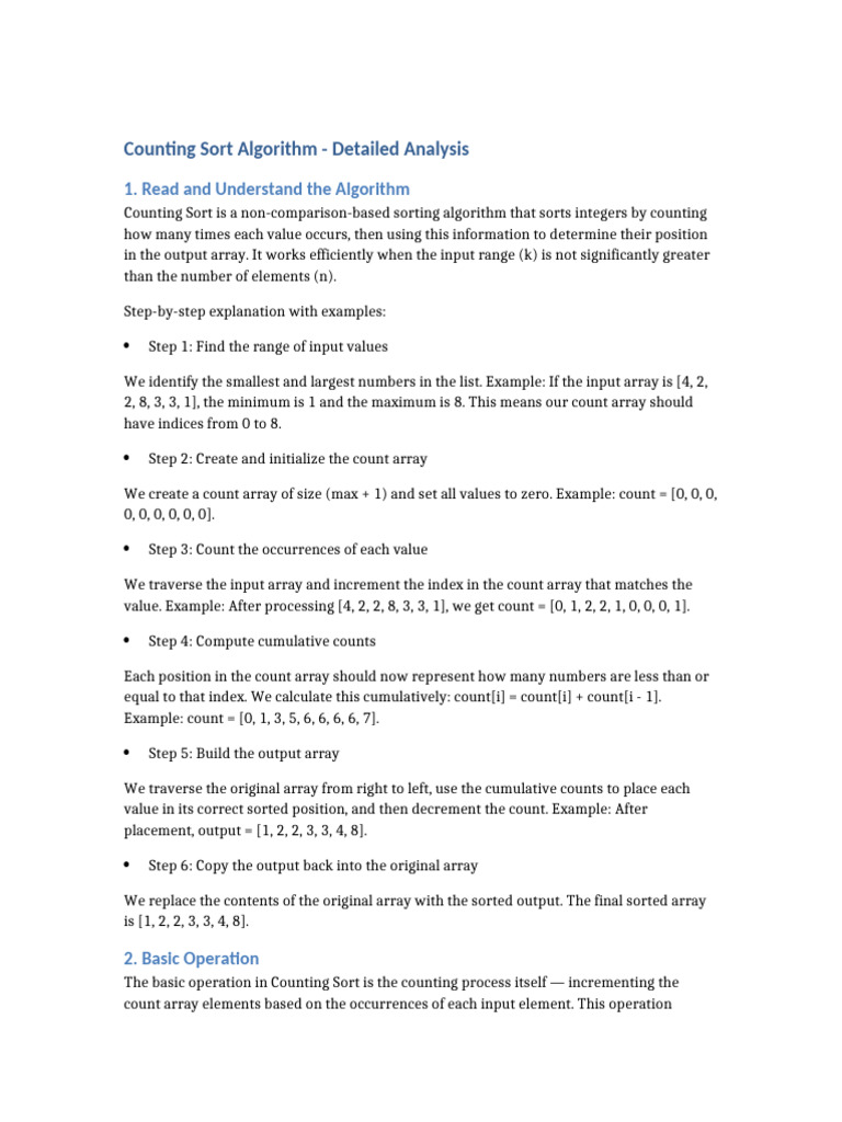 Counting Sort Detailed Assignment | PDF | Software Engineering ...