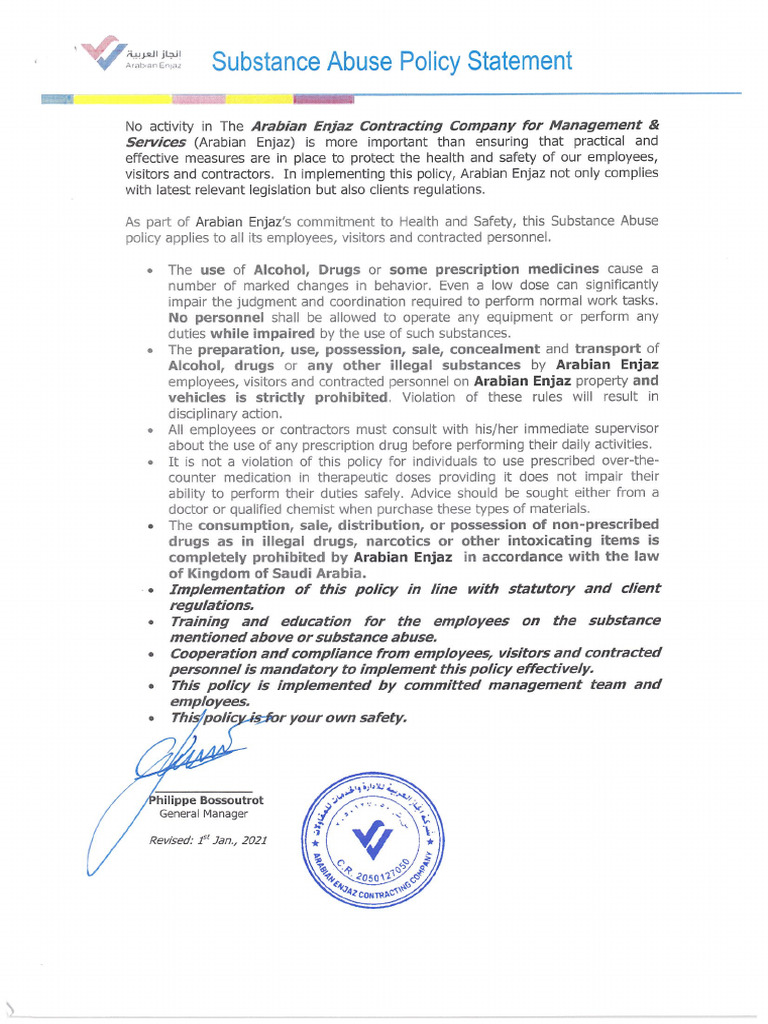 Substance Abuse Policy Statement | PDF