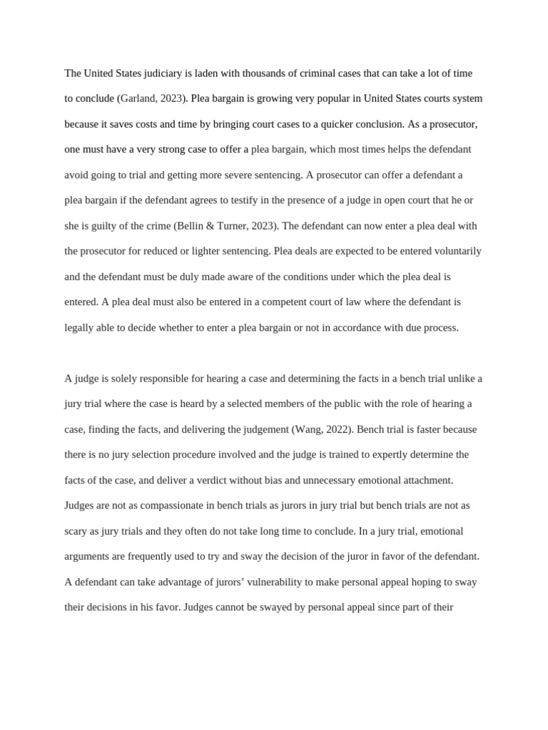 Week 6 - Discussion Plea Agreements and Trial Process | PDF | Plea ...