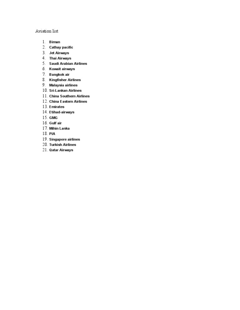 Aviation List | PDF