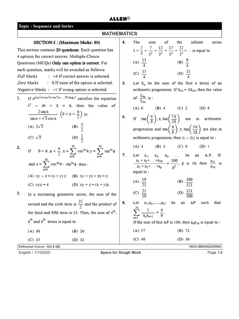1110 Sequance-and-Series FINAL | PDF | Numbers | Elementary Mathematics