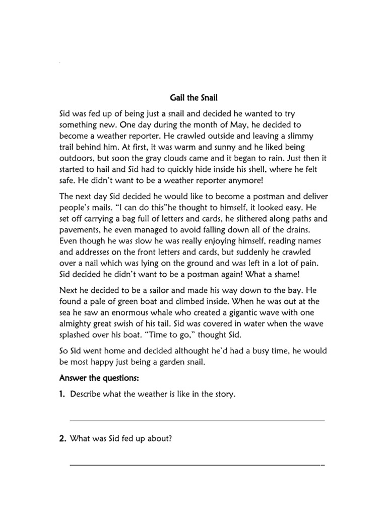 English Gail The Snail | PDF
