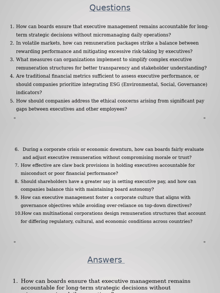 Questions Team e | PDF | Executive Compensation | Governance