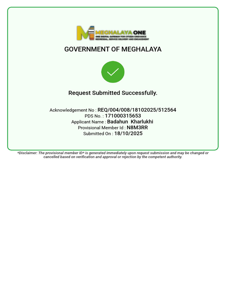 Registration Receipt | PDF