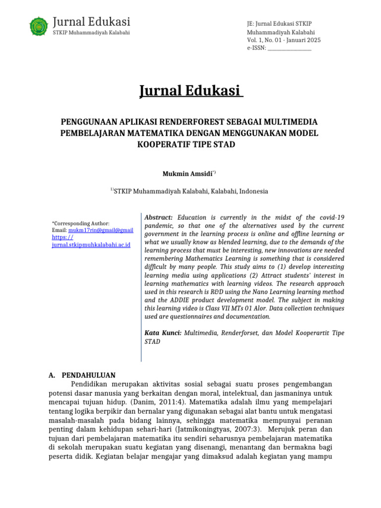 Penggunaan Aplikasi Renderforest Sebagai Multimdeia Pembelajaran Matematika Dengan Menggunakan ...