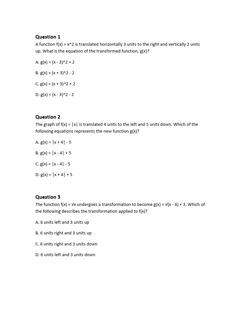 Transformations of Functions Explained | PDF