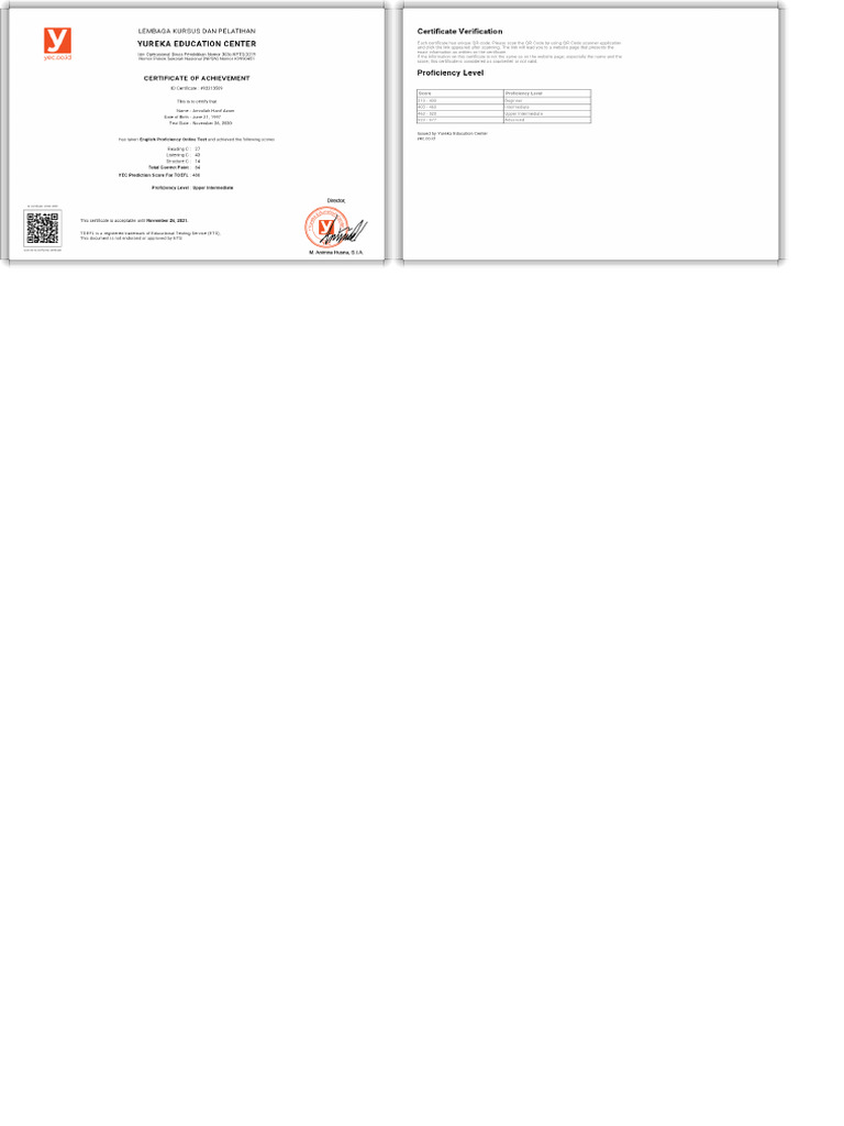 TOEFL Certificate | PDF