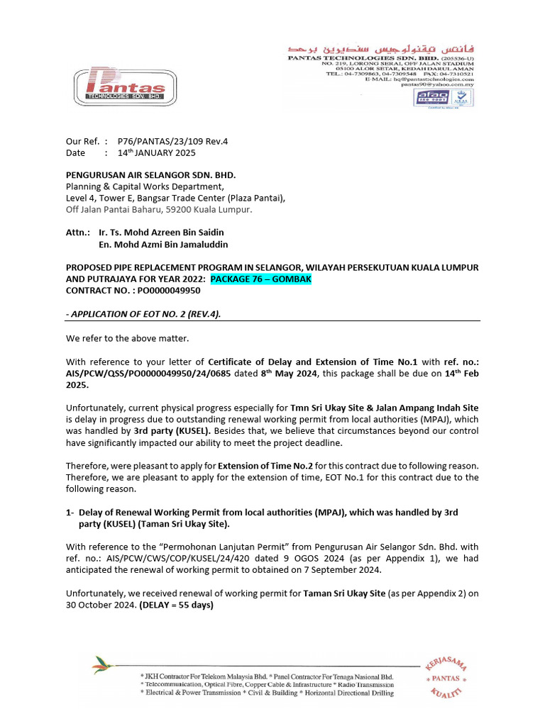 Proposed EOT Application for Gombak Project | PDF | Weapons Of Mass ...
