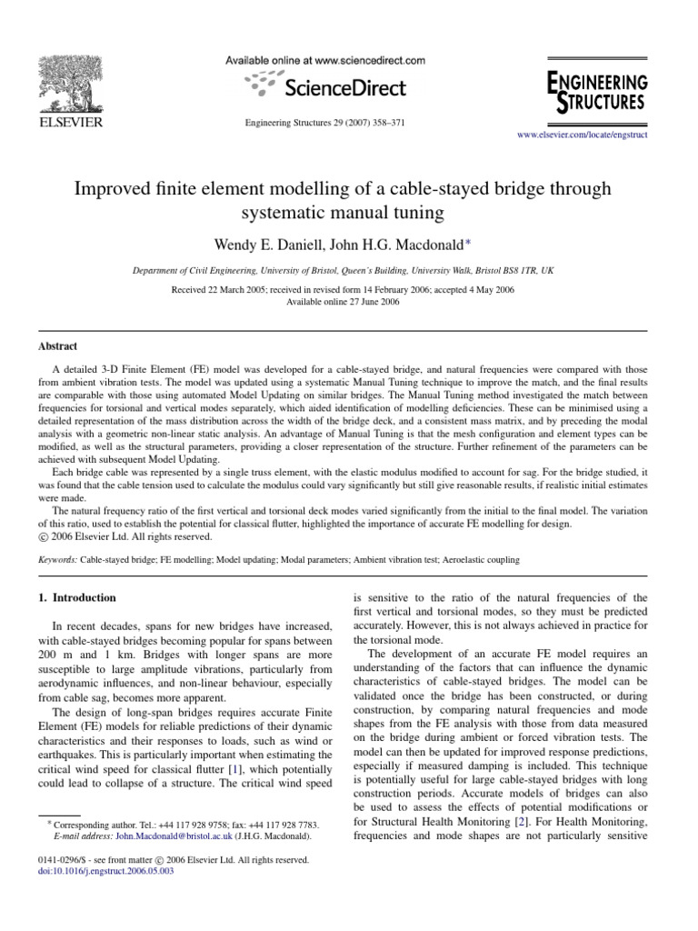 FEM of A Cable-Stayed Bridge | PDF | Young's Modulus | Elasticity (Physics)