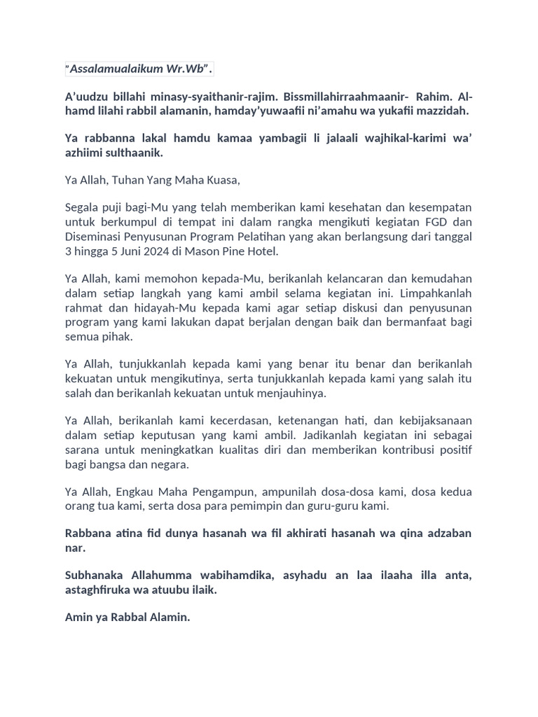 Do'a Pembukaan FGD | PDF