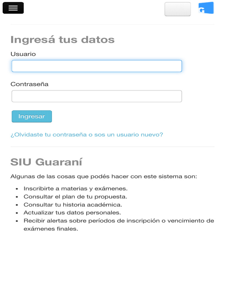 Acceso y Funciones del SIU Guaraní | PDF