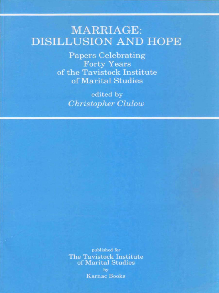 Marriage Disillusion and Hope Papers Celebrating Forty Years of The ...