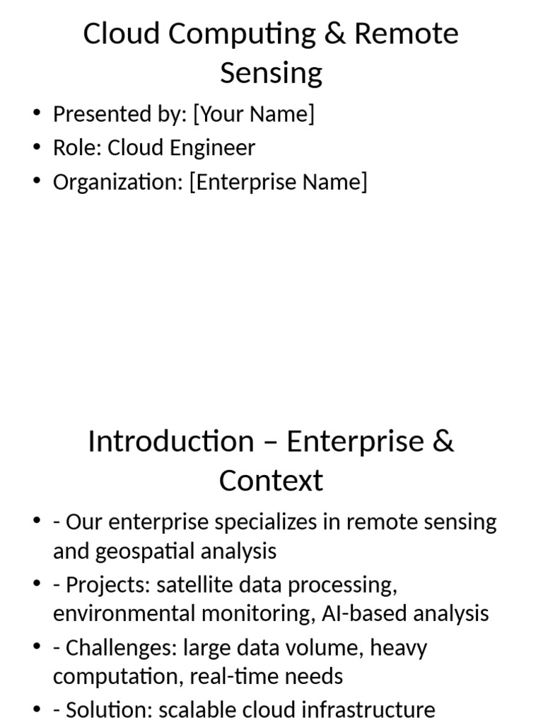 Cloud Computing Remote Sensing Enhanced Presentation | PDF